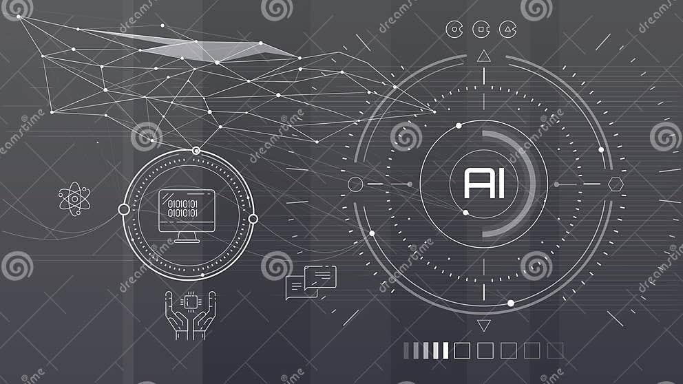 Artificial Intelligence with Digital Data Analysis and Machine Learning. Stock Vector ...