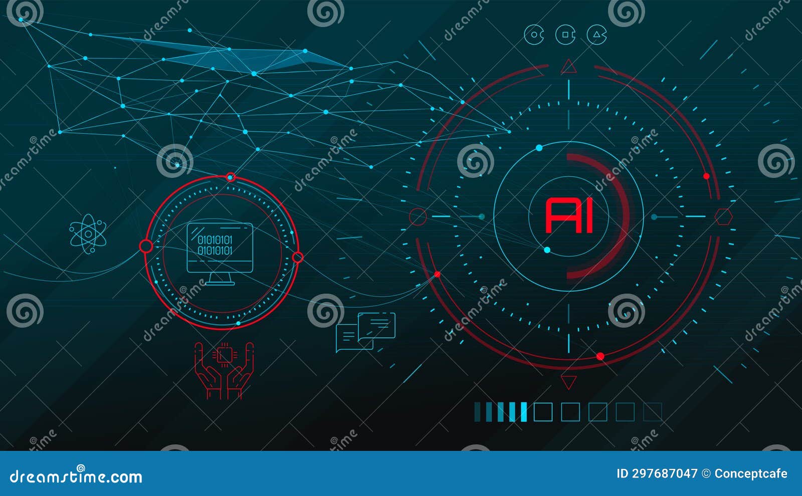 Artificial Intelligence with Digital Data Analysis and Machine Learning. Stock Illustration ...