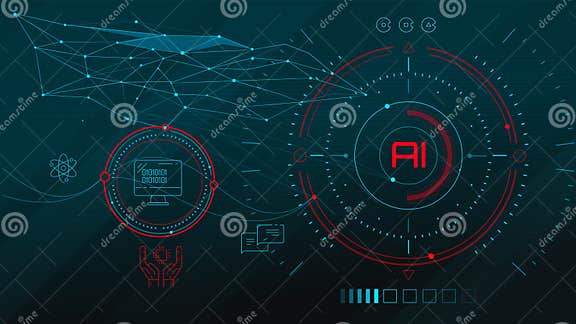 Artificial Intelligence with Digital Data Analysis and Machine Learning. Stock Illustration ...