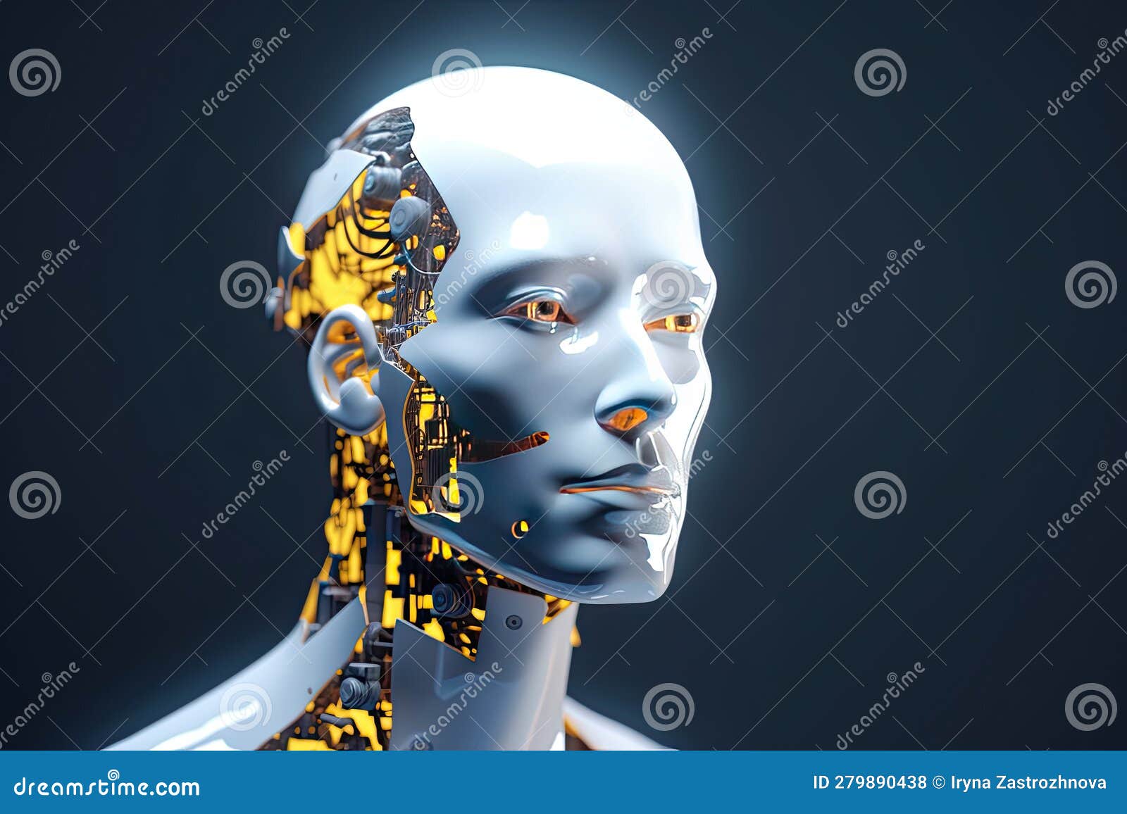 Artificial Intelligence Digital Human Face. AI or Cyber, Human Head ...