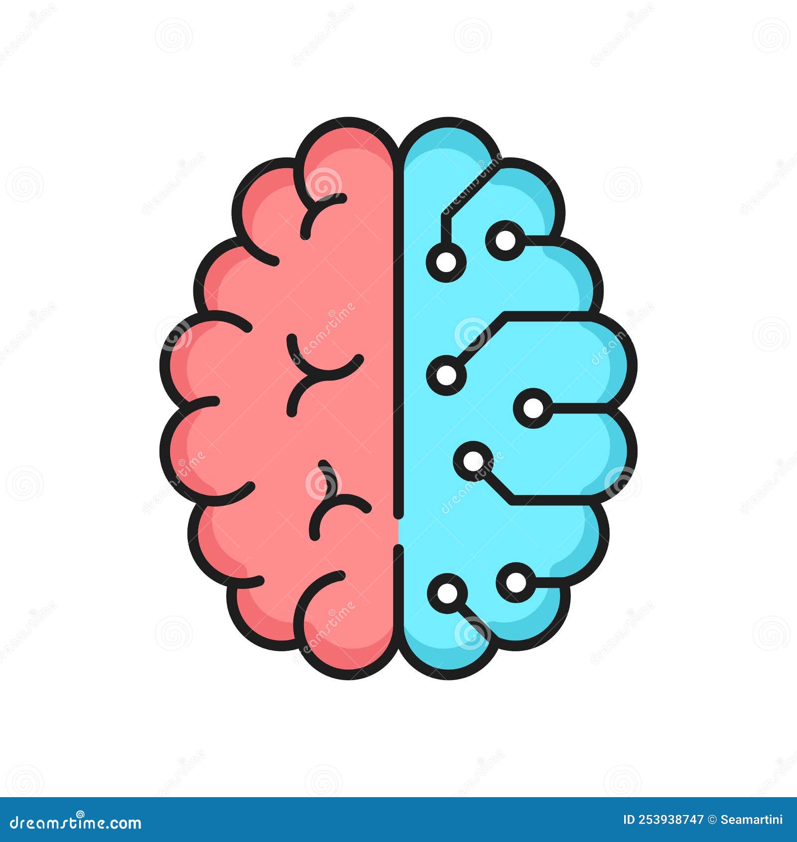 Artificial Intelligence Outline Icon with Brain Stock Vector ...