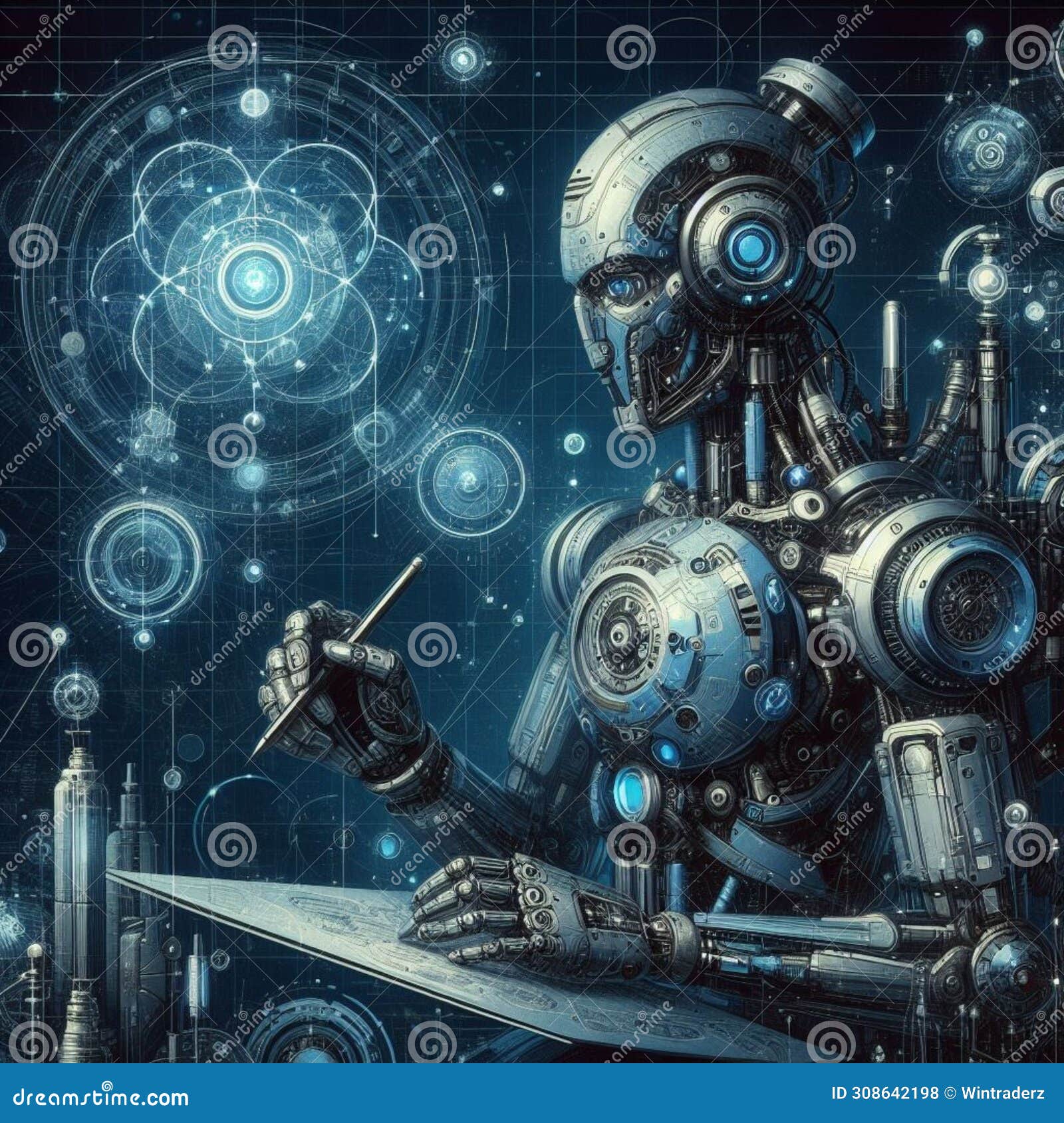 Artificial Intelligence Drawing Era Illustration Modern Technology