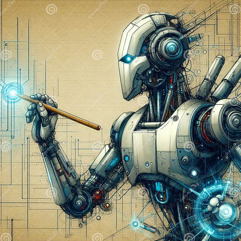 Artificial Intelligence Drawing Era Illustration, Modern Technology ...