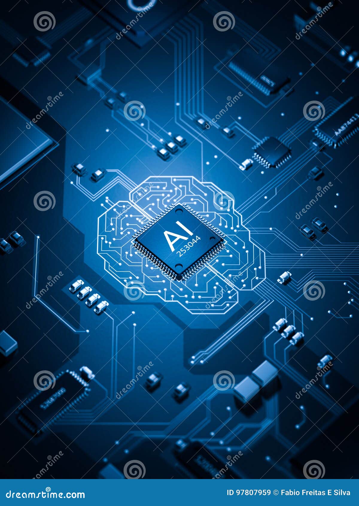 Artificial Intelligence Electronic Circuit Board Stock Illustration ...