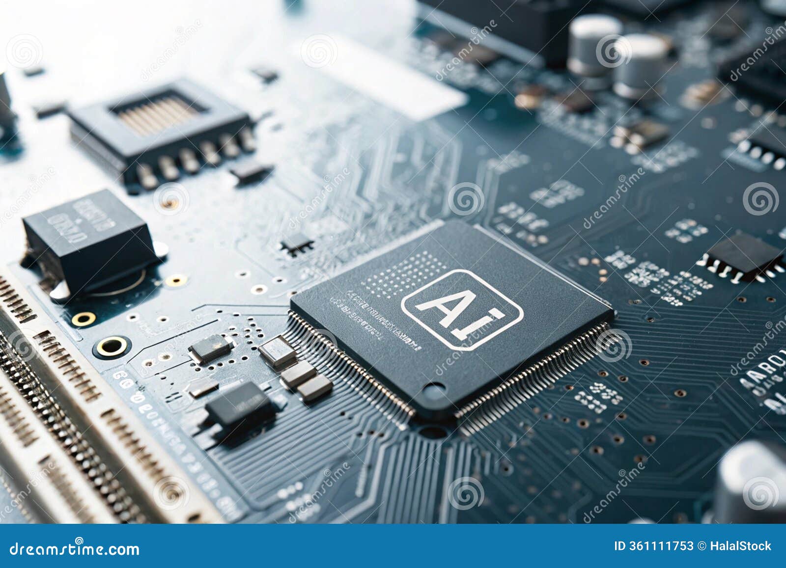 Artificial Intelligence Embedded: Close-Up of a Mainboard with AI ...