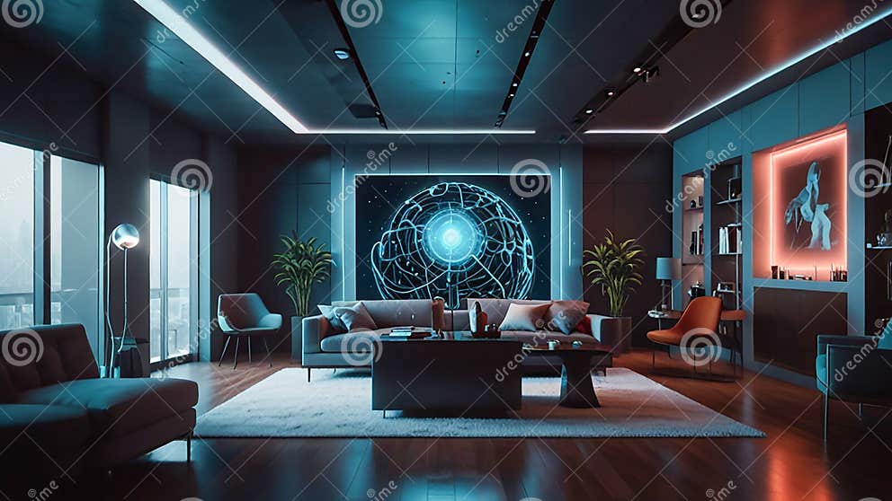 Smart Artificial Intelligent Ai Technology House Interior Stock ...
