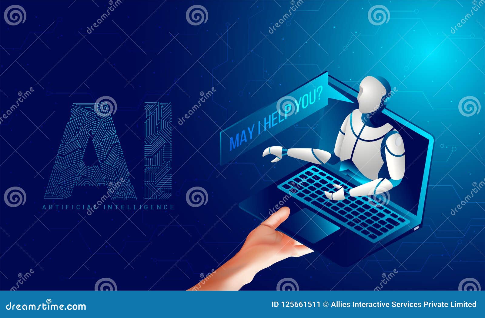 Artificial Intelligence Era or Virtual Reality Concept with ...