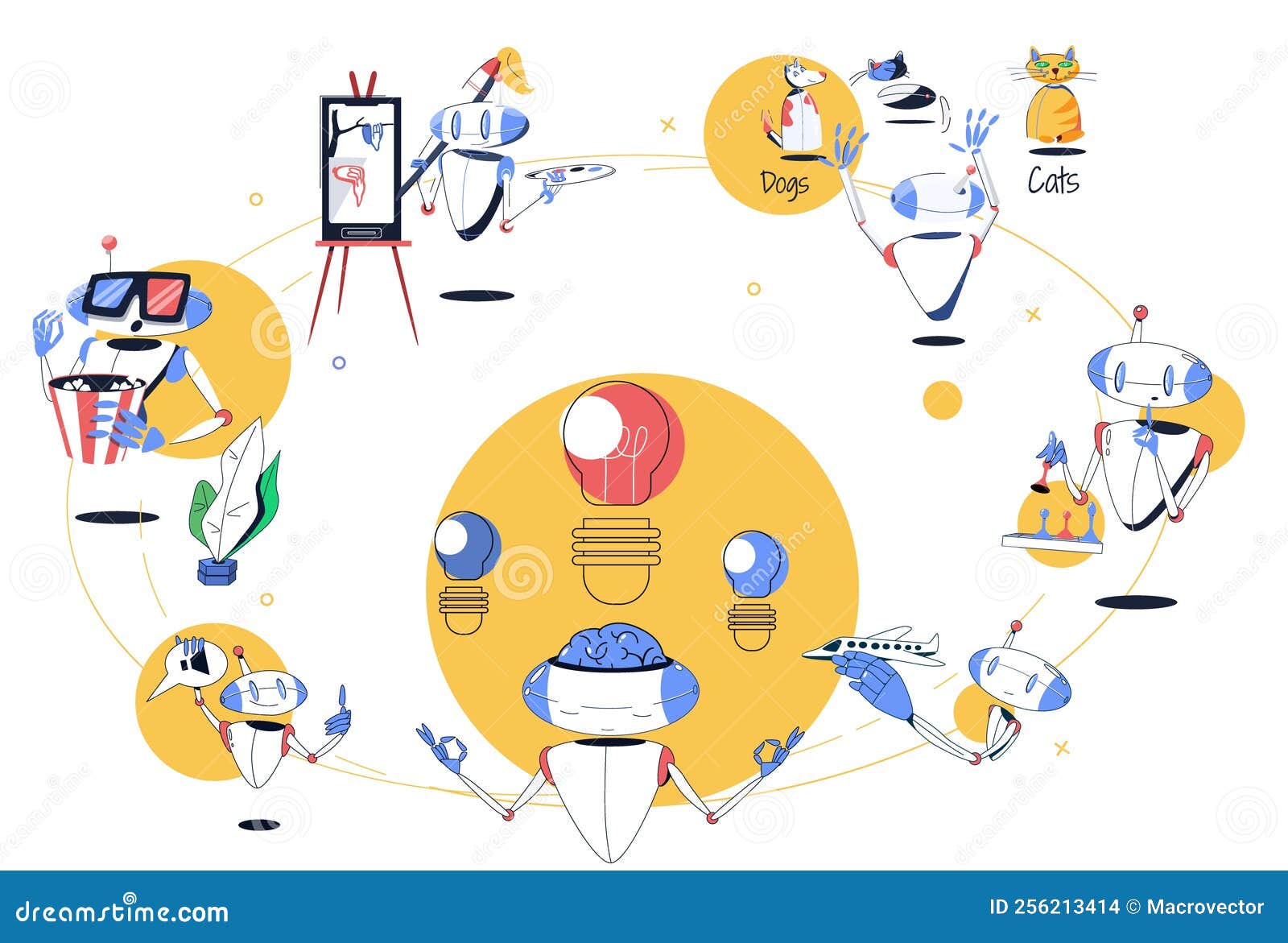 Artificial Intelligence Flat Composition Stock Vector - Illustration of chip, data: 256213414