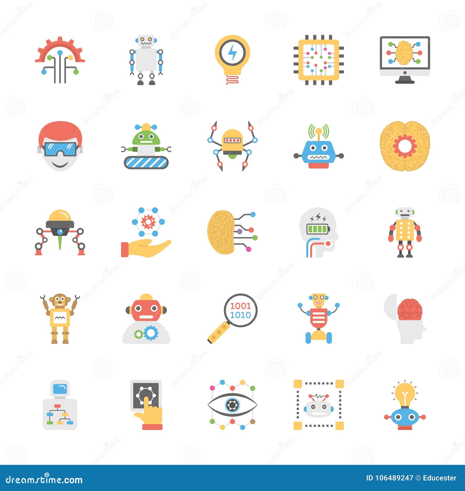 Artificial Intelligence Flat Vector Icon Pack Stock Illustration ...