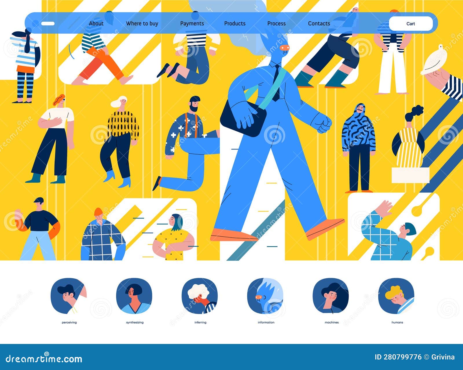 Artificial Intelligence Flat Vector Illustration - AI and Humanity ...