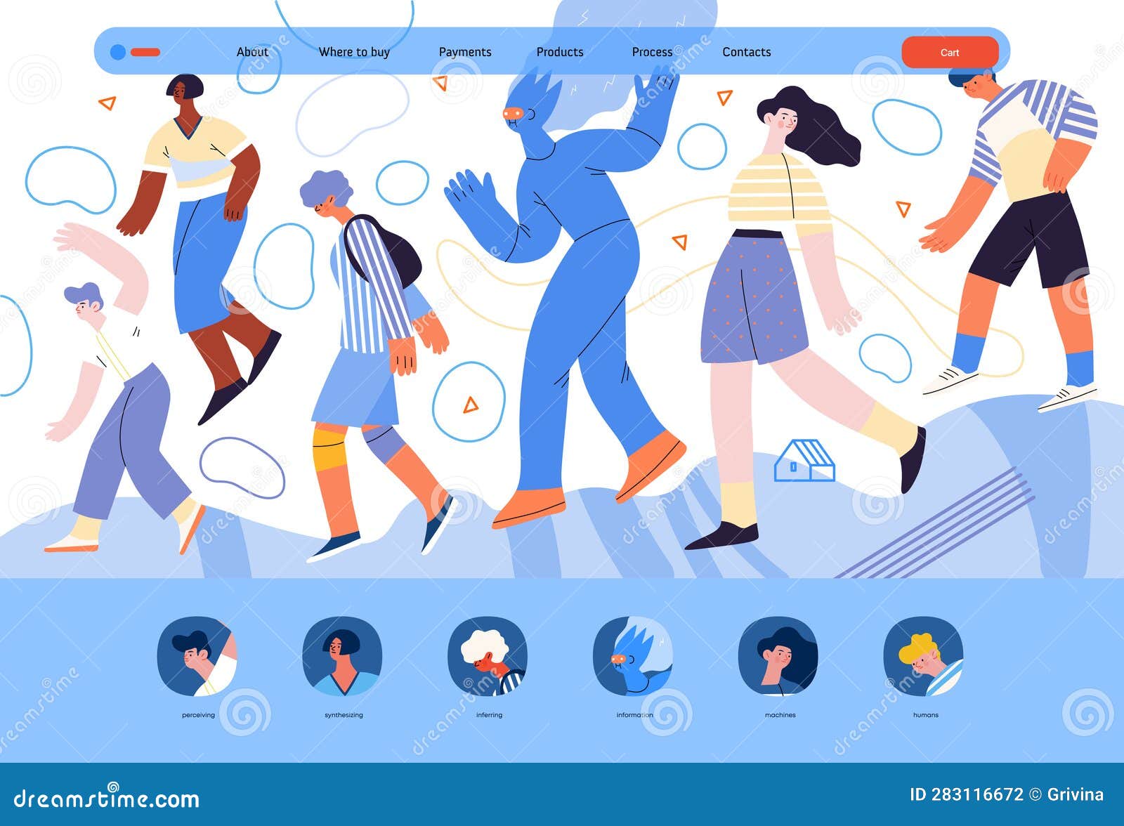 Artificial Intelligence Flat Vector Illustration - AI and Humanity ...