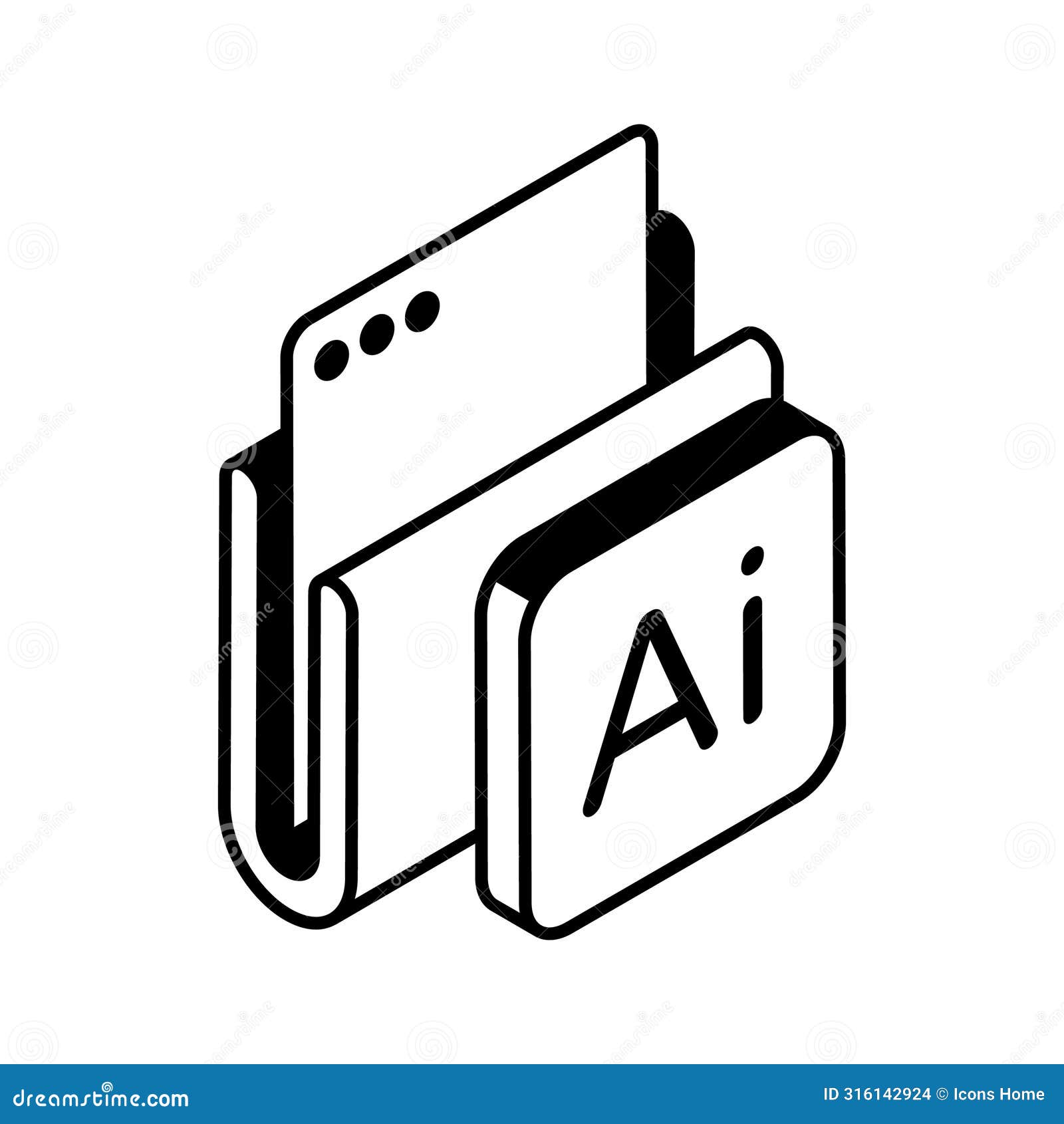 Artificial Intelligence Folder Icon in Isometric Style, Ready To Use ...