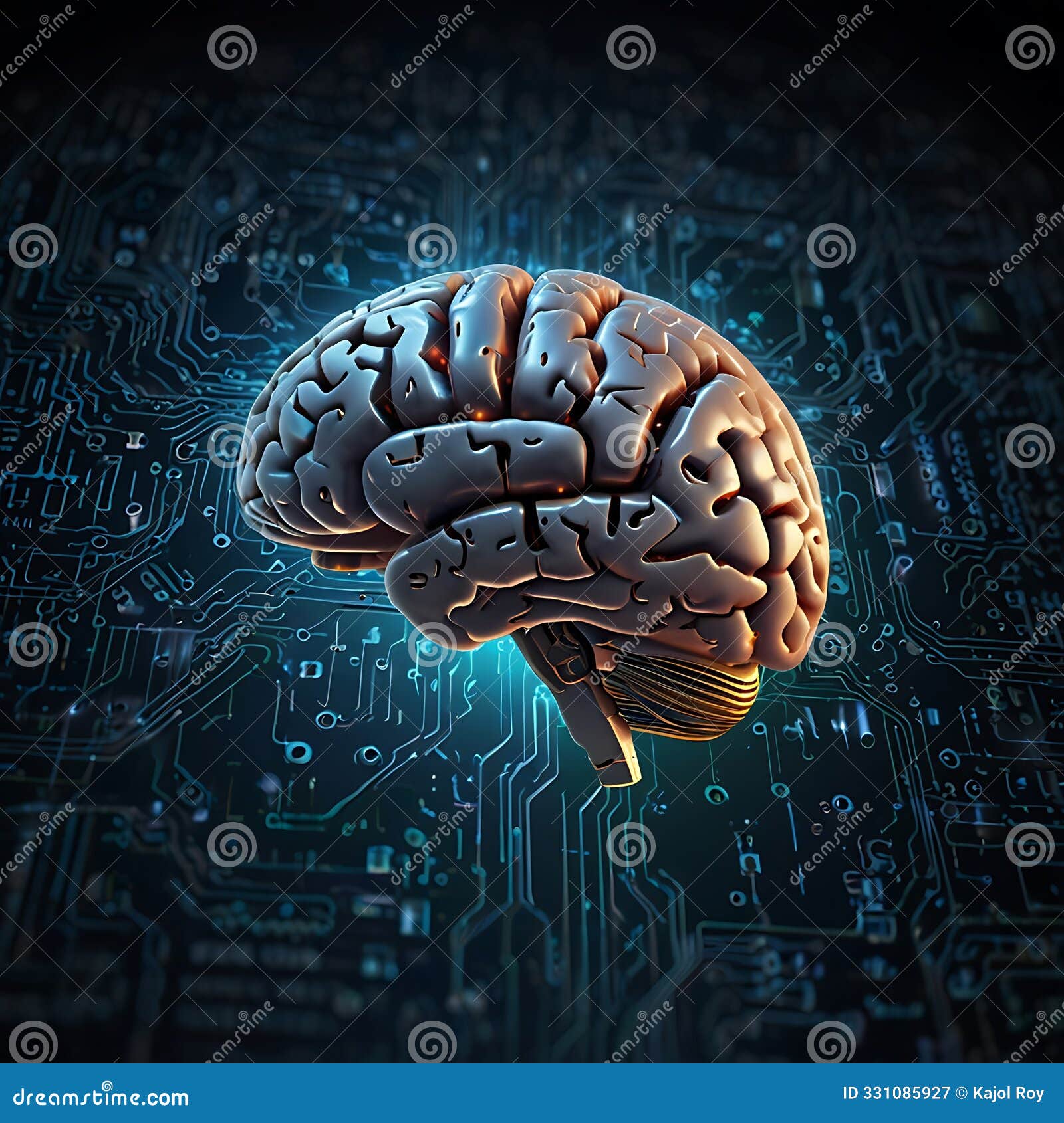 Human Or Virtual Brain Model In Cyberspace. Futuristic, Sci-fi ...