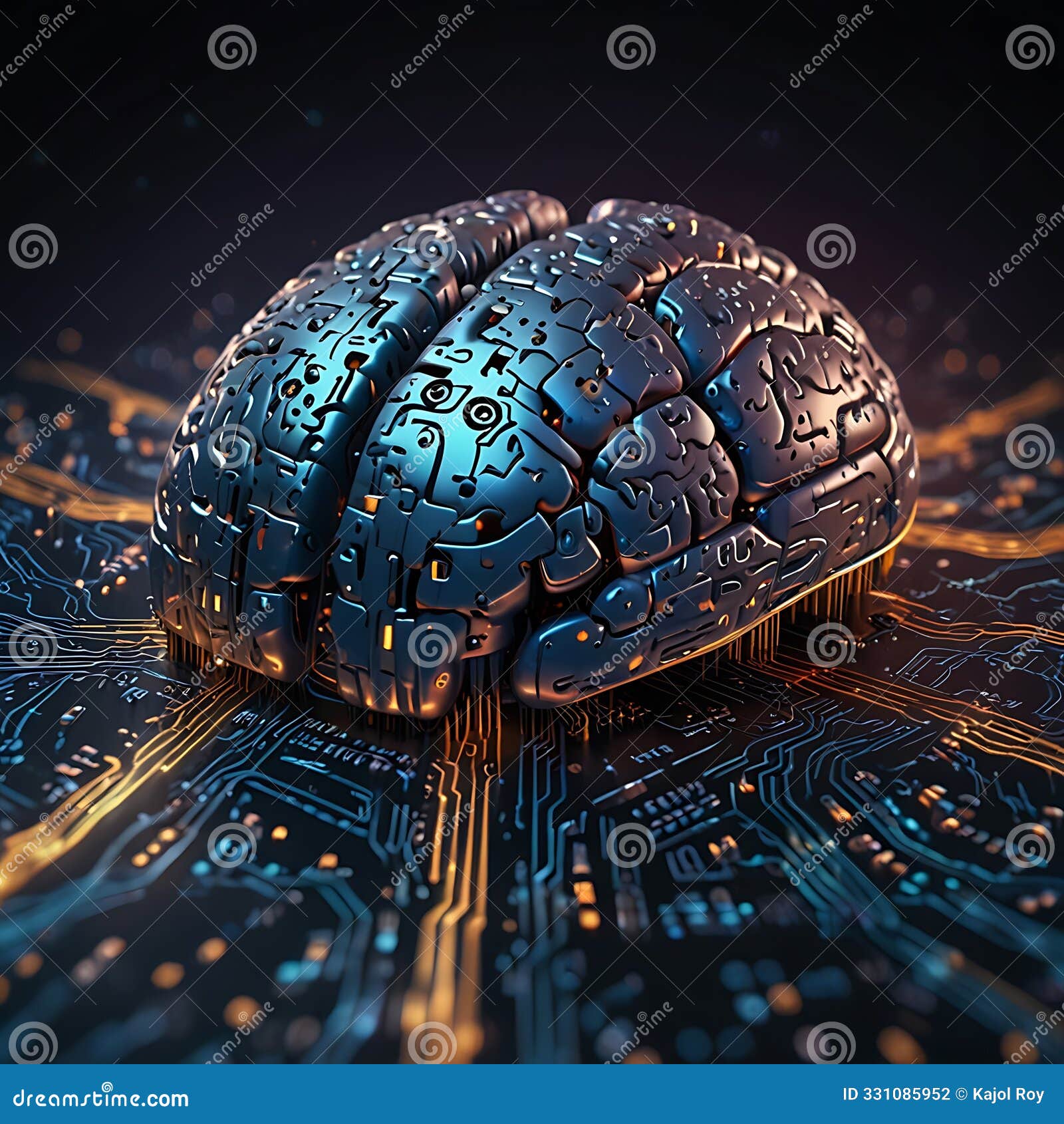 Human Or Virtual Brain Model In Cyberspace. Futuristic, Sci-fi ...
