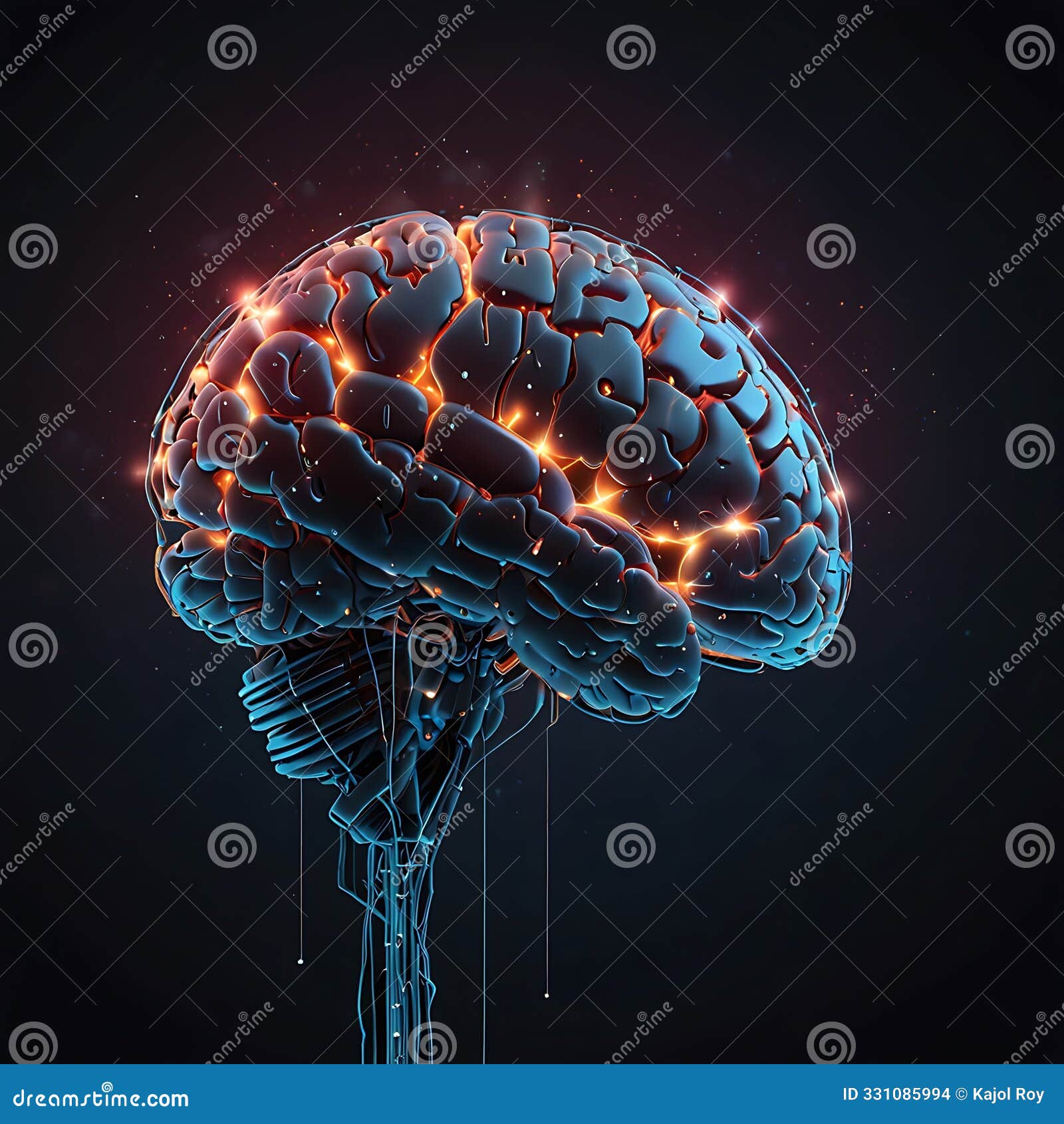 Human Or Virtual Brain Model In Cyberspace. Futuristic, Sci-fi ...