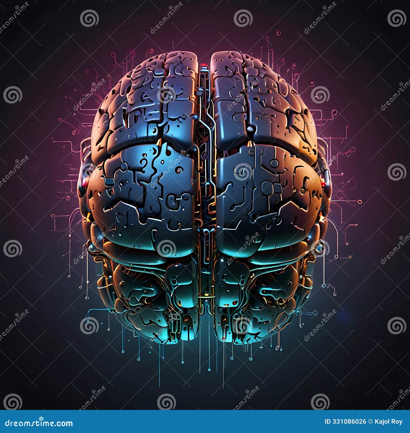 Human Or Virtual Brain Model In Cyberspace. Futuristic, Sci-fi ...