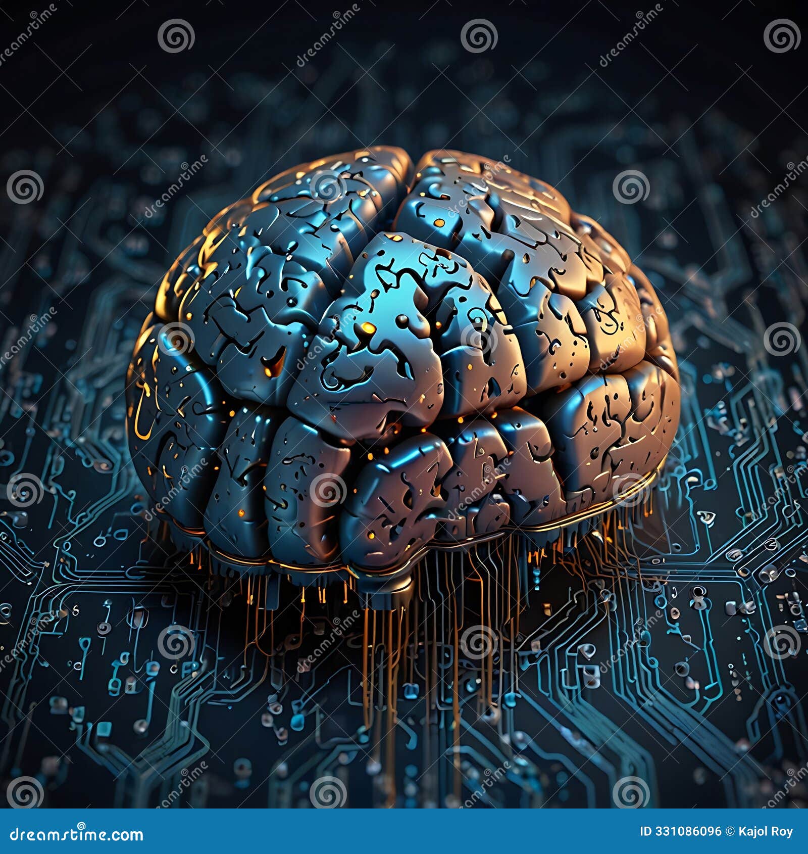 Human Or Virtual Brain Model In Cyberspace. Futuristic, Sci-fi ...
