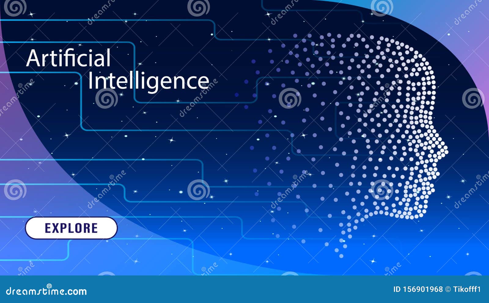 AI Virtual Human Head Web Landing Page Template. Stock Vector ...