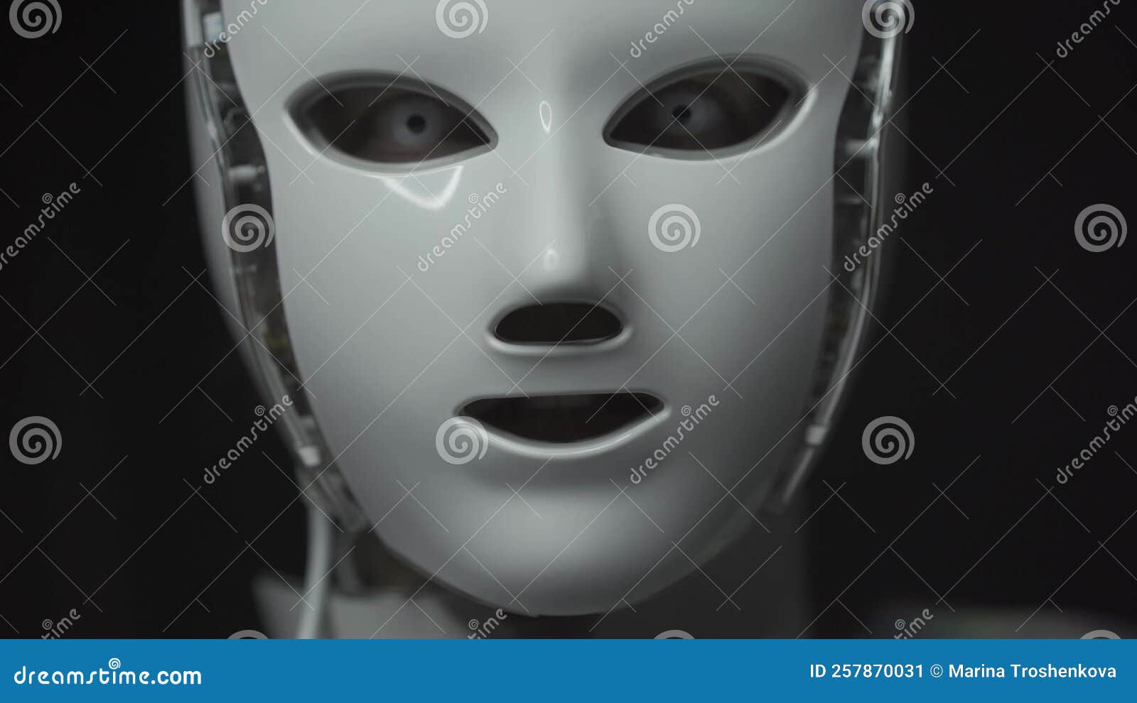 Artificial Intelligence. Futuristic Humanoid Robot is Activated, Moves ...