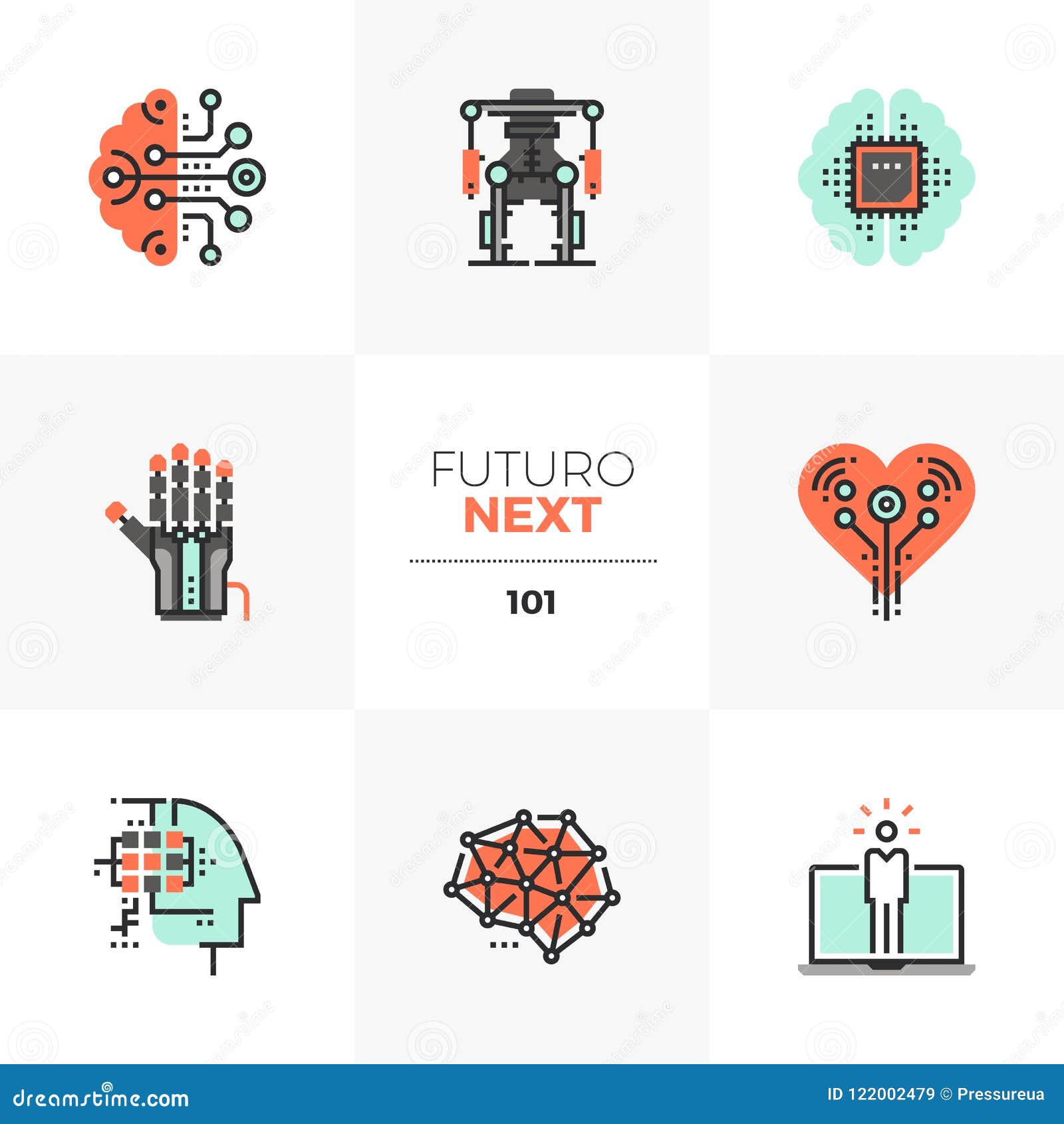 Artificial Intelligence Futuro Next Icons Stock Vector - Illustration ...