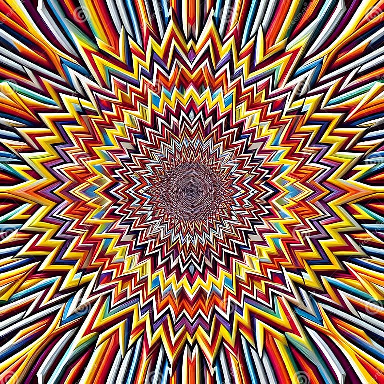 A Radial Optical Illusion Arrow-like Pattern Radiating Outward from a Central Point of Rainbow ...