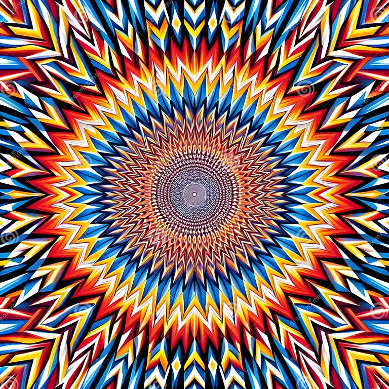 A Radial Optical Illusion Arrow-like Pattern Radiating Outward from a Central Point of Rainbow ...