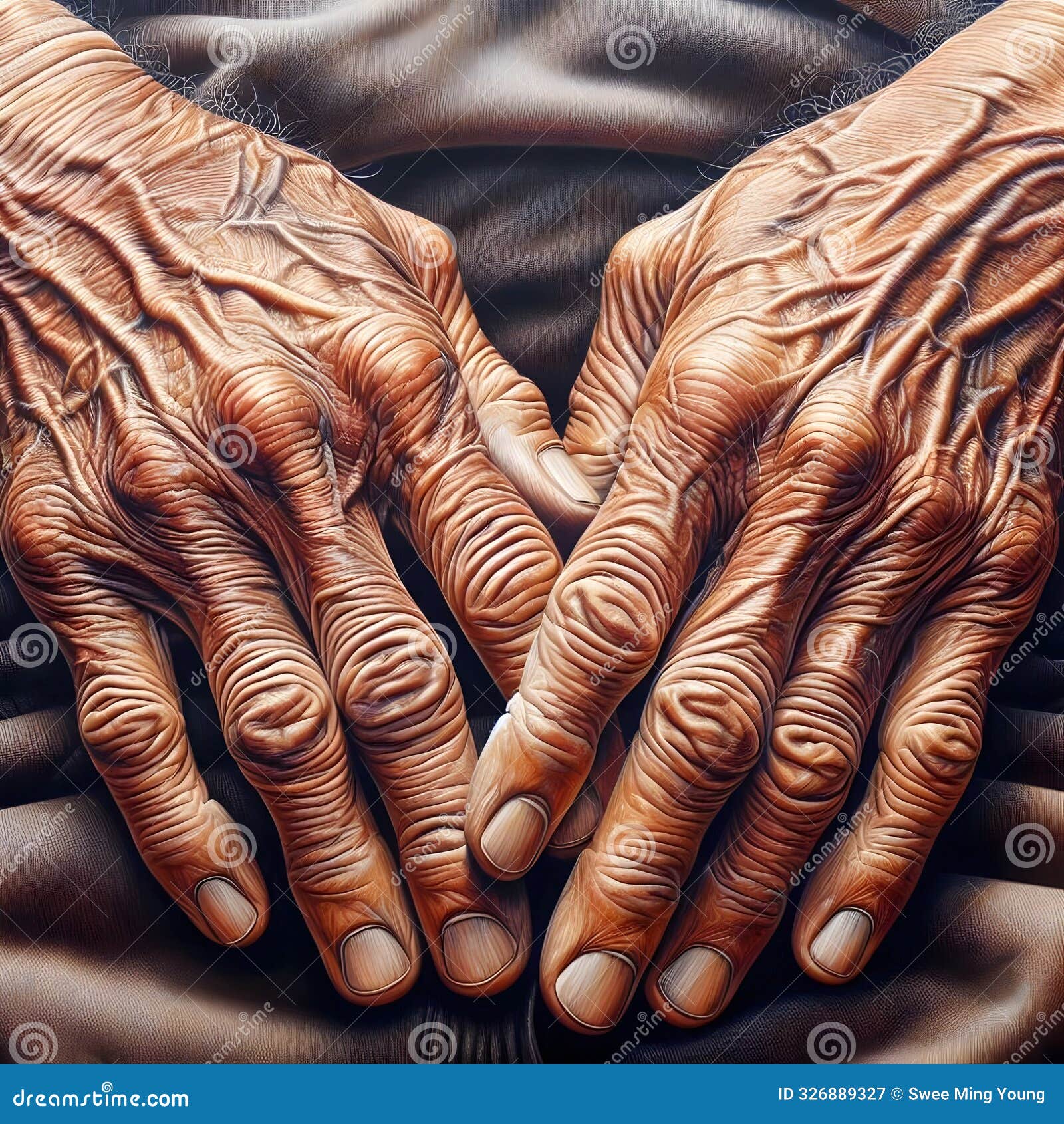 Close Up Painterly Image of the Weathered Skin of a Human Wrinkle Hand ...