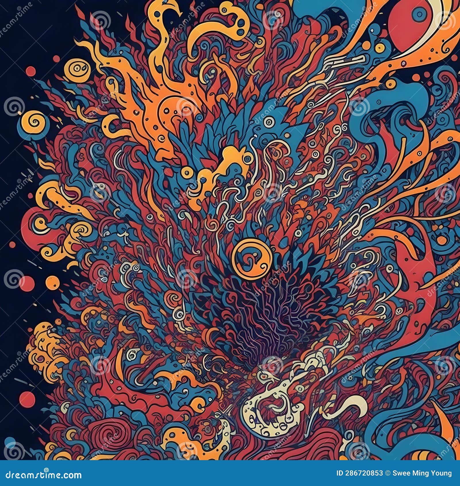 Colorful Image of the Abstract Doodle Art in Multitude Array of Shapes ...