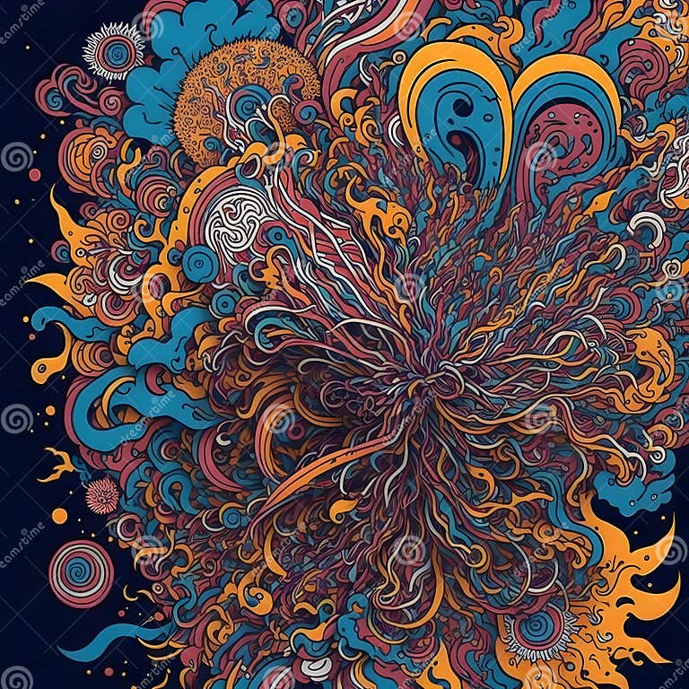 Colorful Image of the Abstract Doodle Art in Multitude Array of Shapes ...