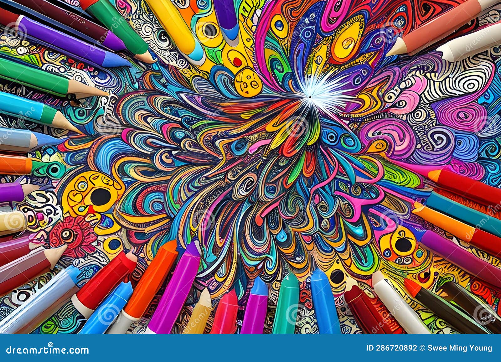Colorful Image of the Abstract Doodle Art in Multitude Array of Shapes ...