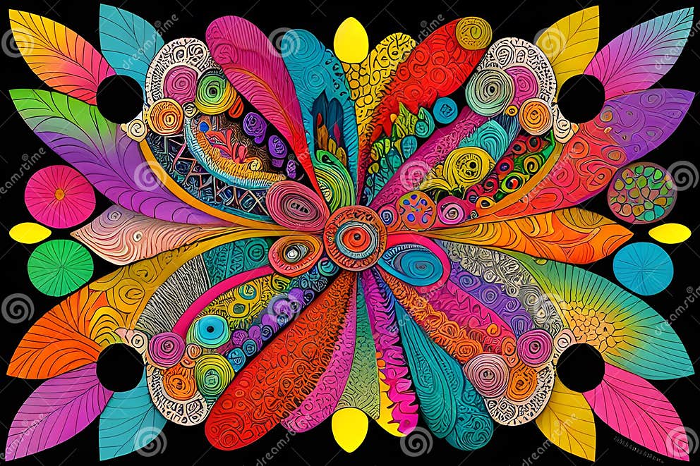 Colorful Image of the Abstract Doodle Art in Multitude Array of Shapes ...