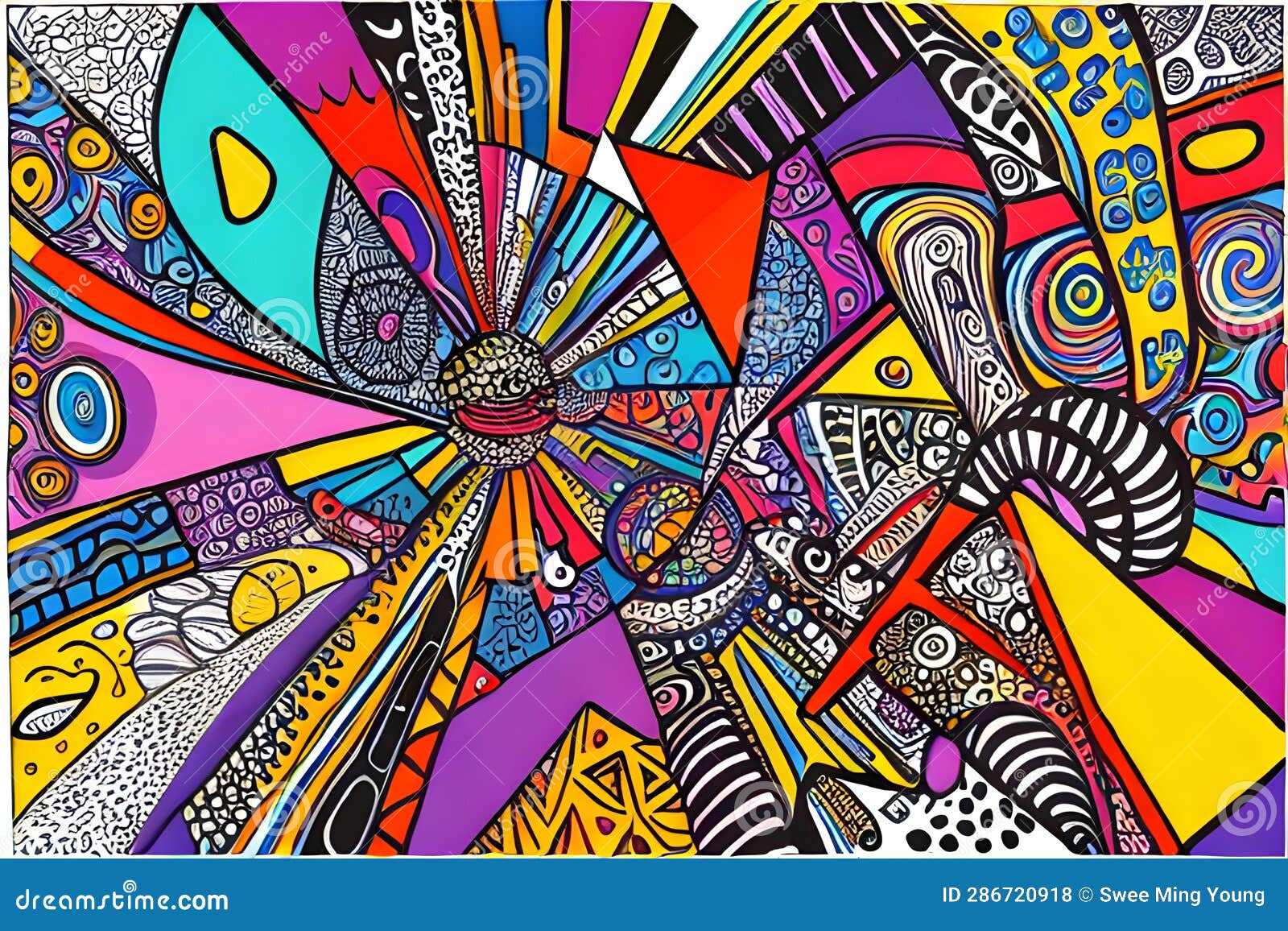 Colorful Image of the Abstract Doodle Art in Multitude Array of Shapes ...