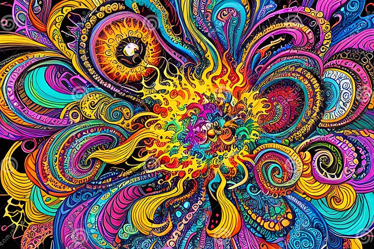 Colorful Image of the Abstract Doodle Art in Multitude Array of Shapes ...