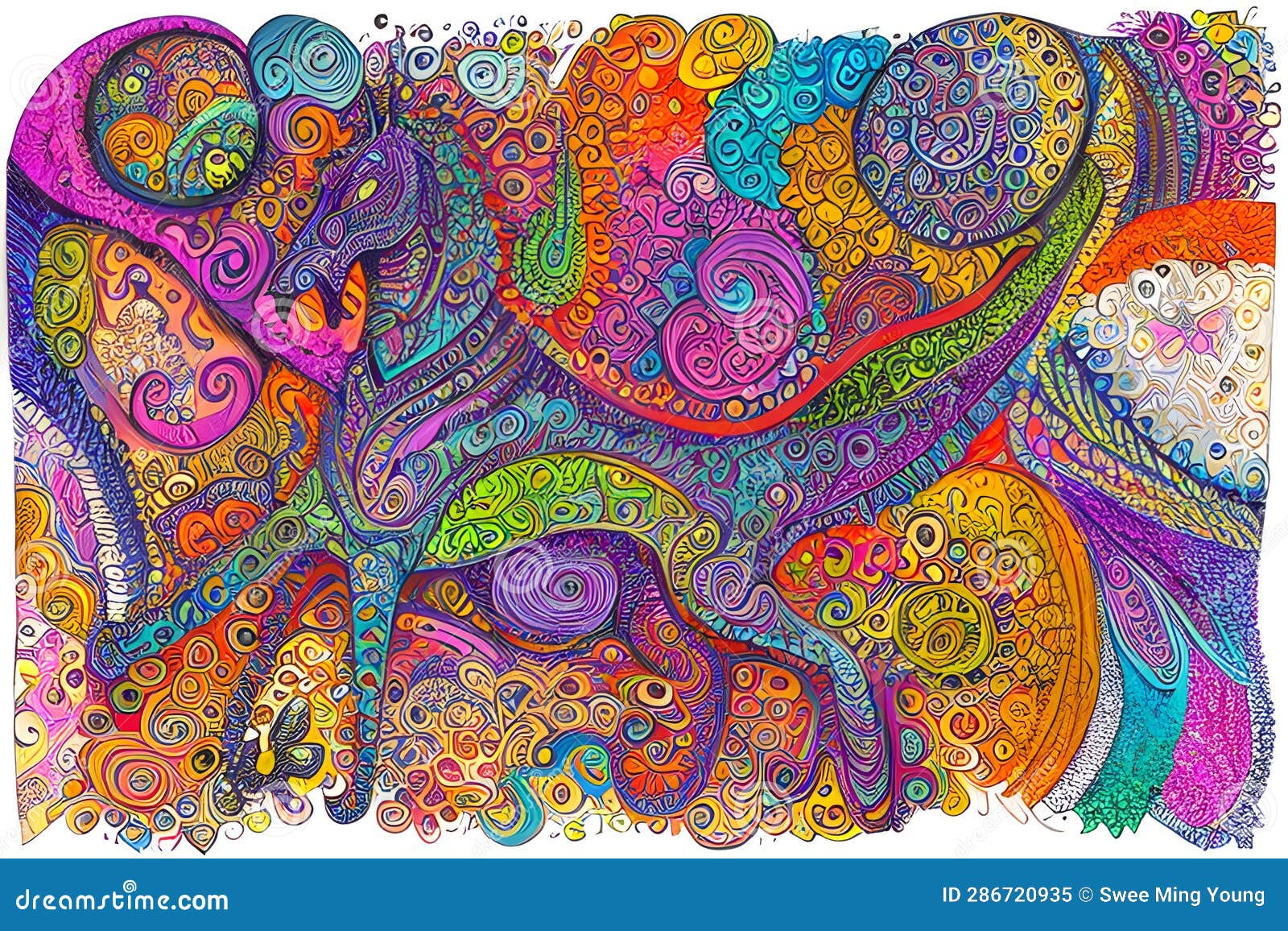 Colorful Image of the Abstract Doodle Art in Multitude Array of Shapes ...