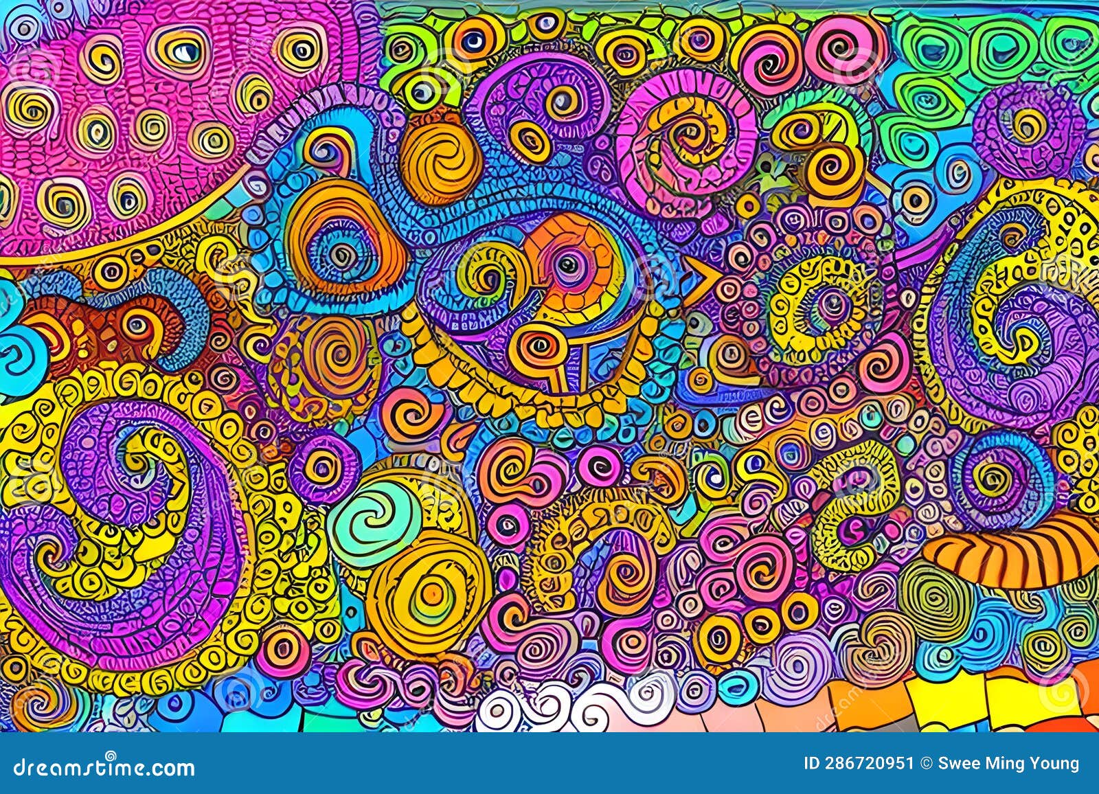 Colorful Image of the Abstract Doodle Art in Multitude Array of Shapes ...