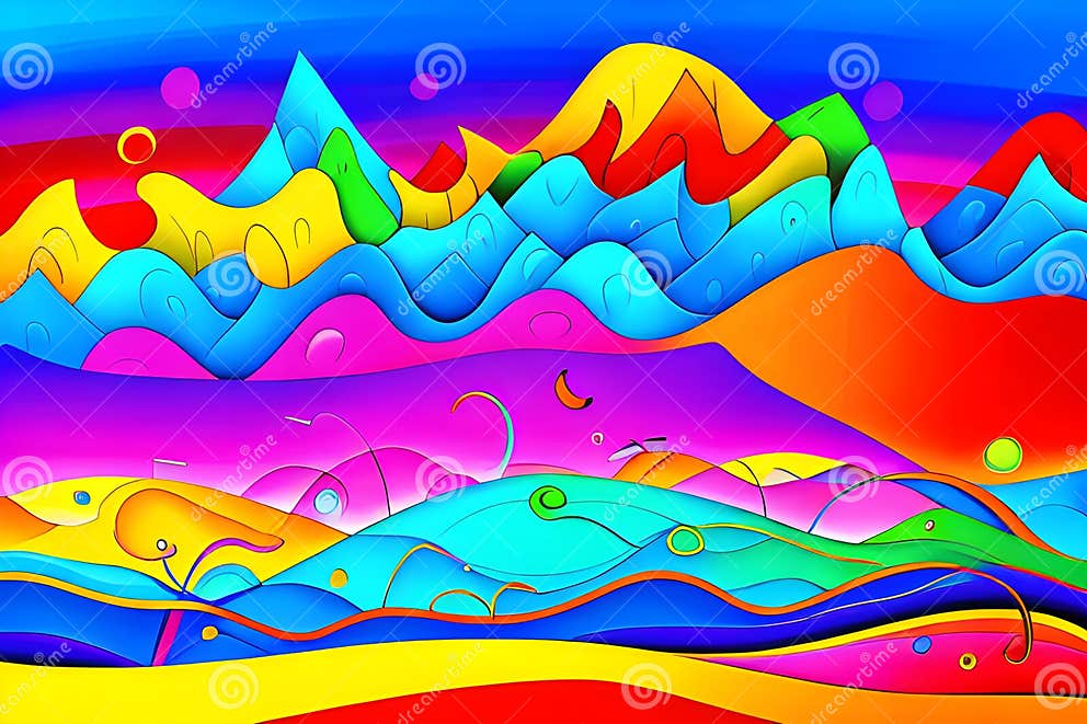 Colorful Image of the Abstract Doodle Art in Multitude Array of Shapes ...