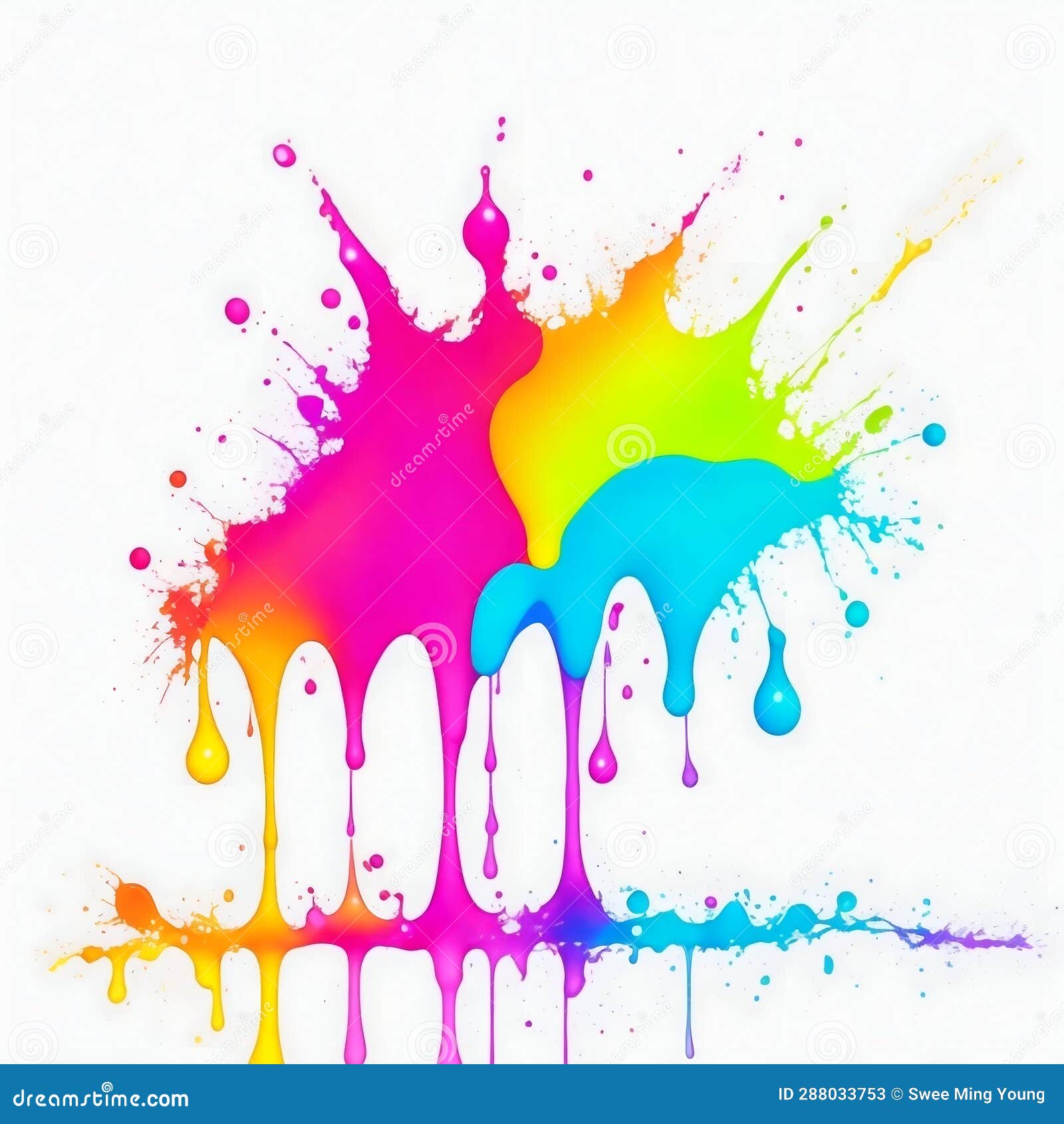 Colorful Image of the Bright Neon Small Dots Dripping and Smearing Down ...