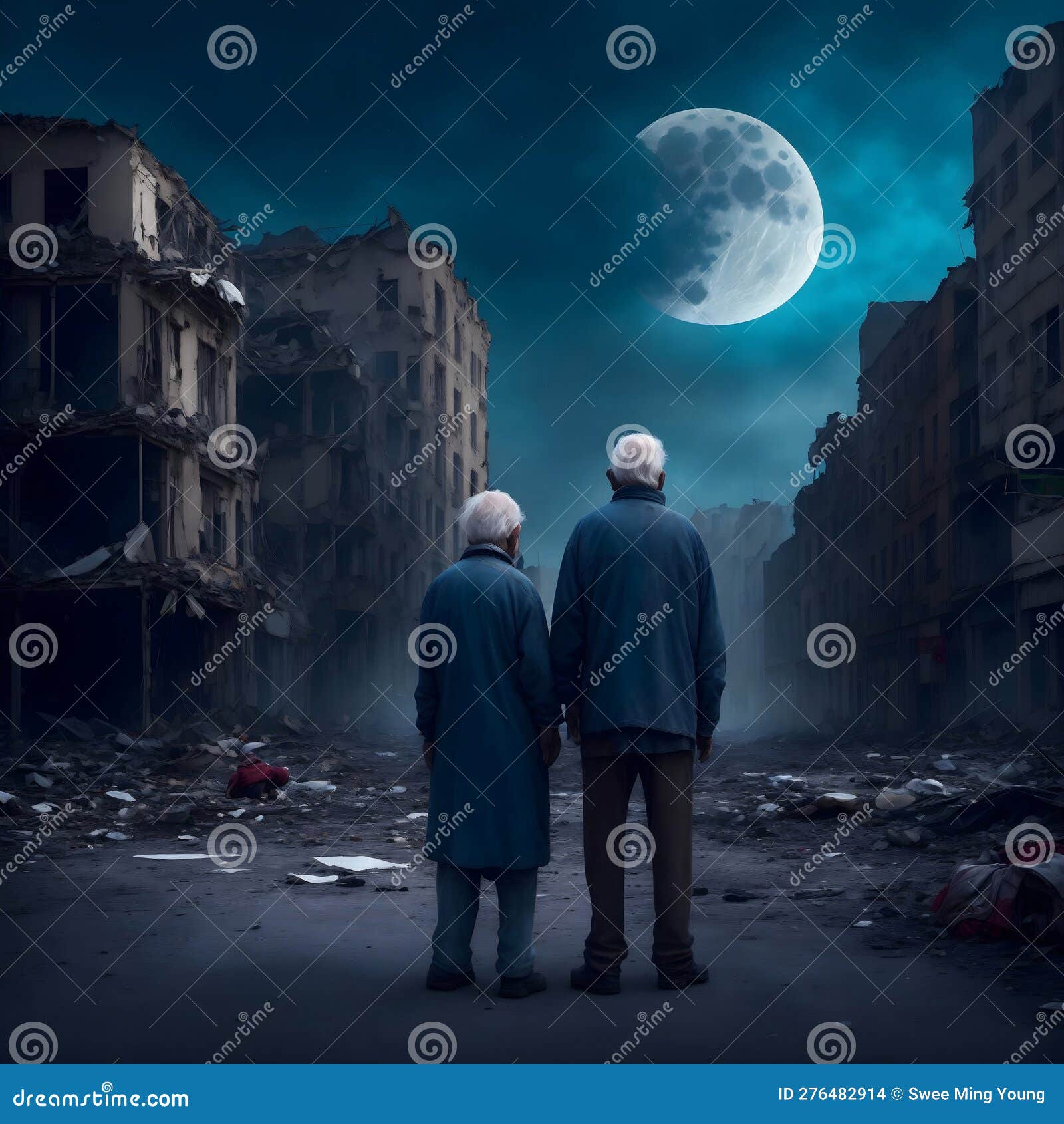 The Last People on Earth, Standing Alone in the Vast Dark Cloudy Sky ...