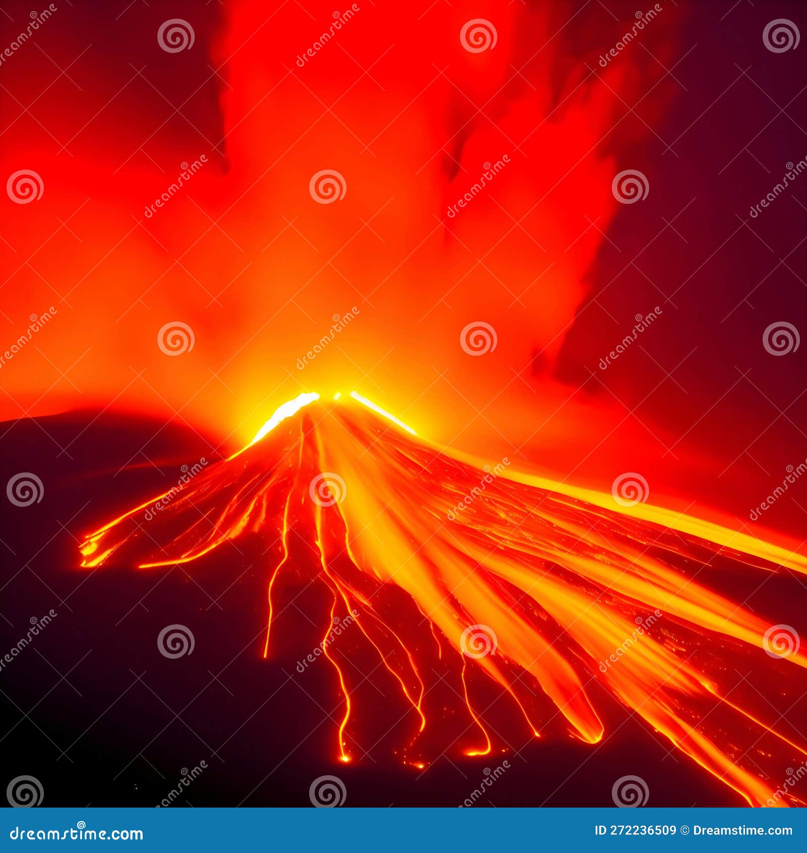 Image of the Volcanic Eruption with Flowing Hot Lava and Fire. Stock ...