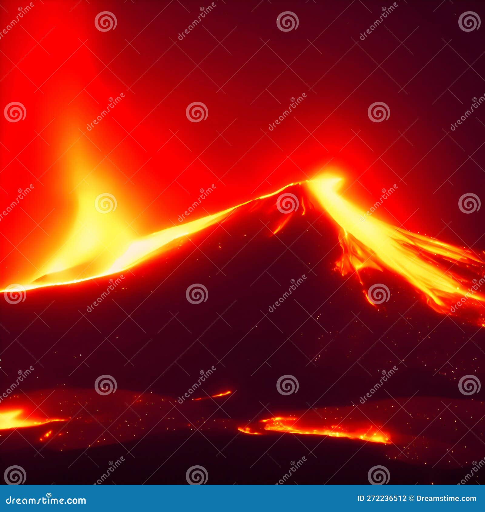 Image of the Volcanic Eruption with Flowing Hot Lava and Fire. Stock ...
