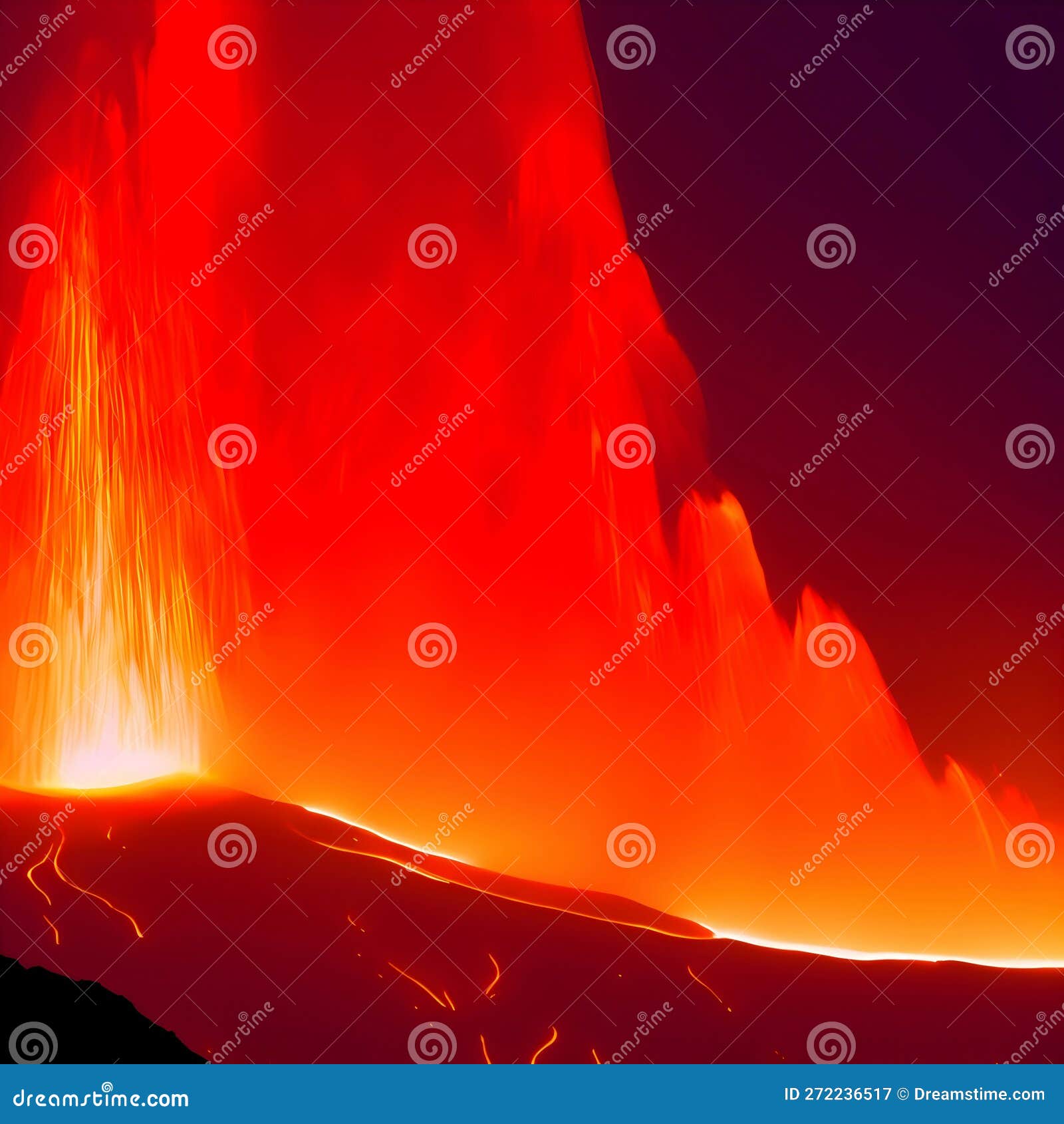 Image of the Volcanic Eruption with Flowing Hot Lava and Fire. Stock ...