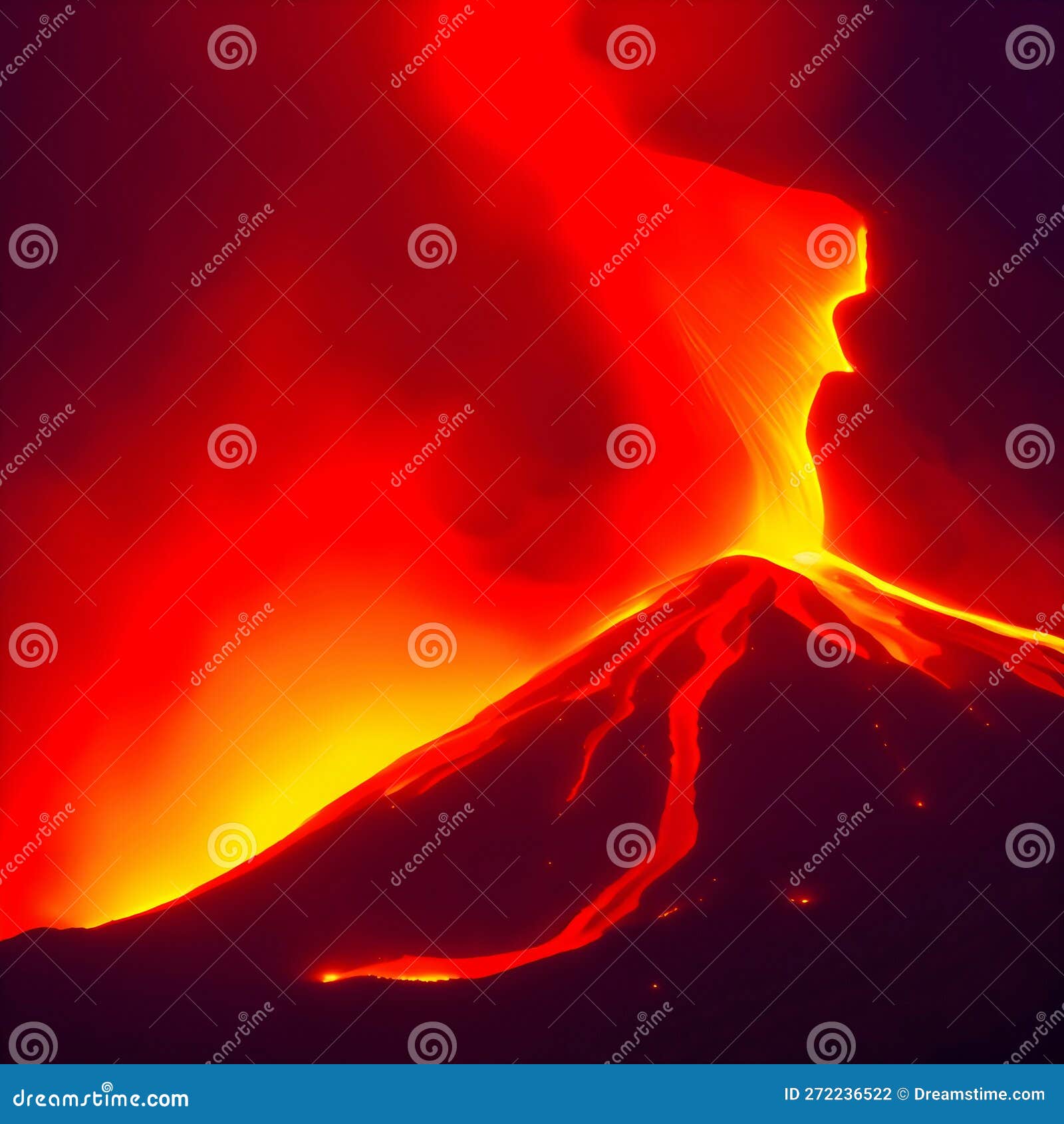 Image of the Volcanic Eruption with Flowing Hot Lava and Fire. Stock ...