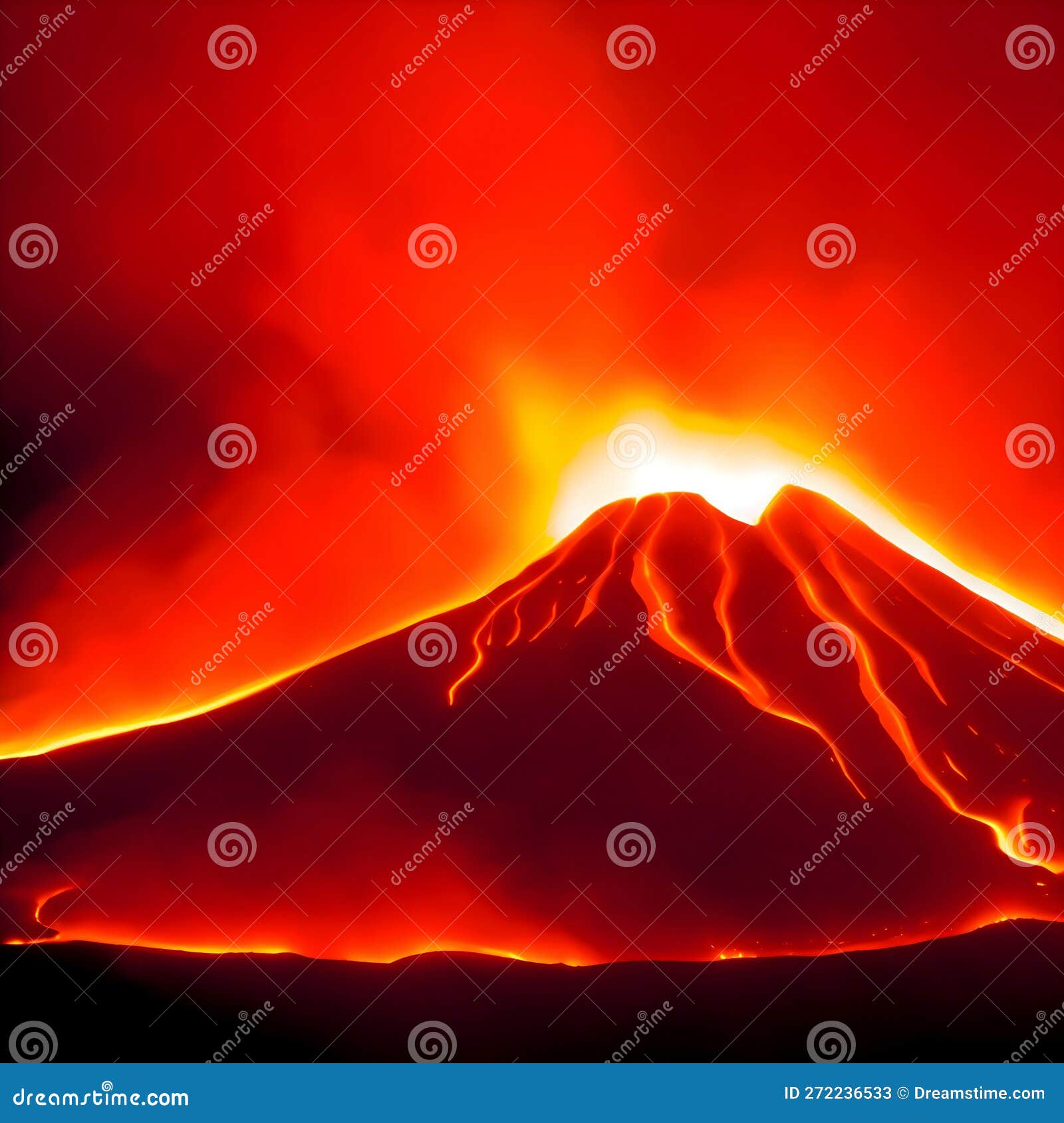 Image of the Volcanic Eruption with Flowing Hot Lava and Fire. Stock ...