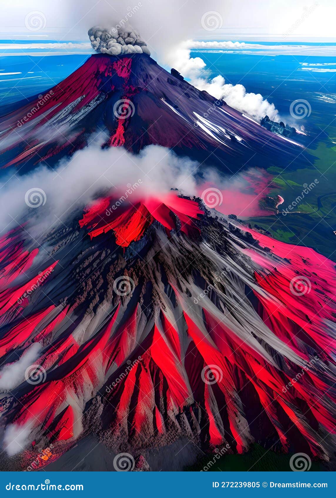 Image of the Volcanic Eruption with Flowing Hot Lava and Fire. Stock ...