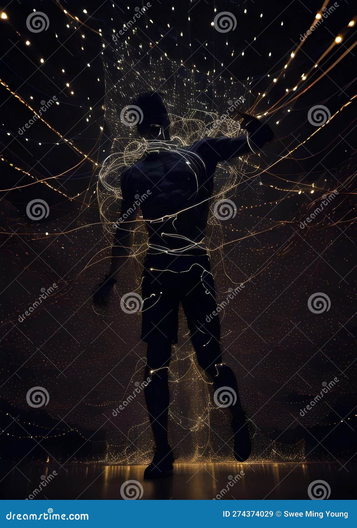 Image of an Abstract Shadowy Human Figure Dancing Form Made Up of Wires ...