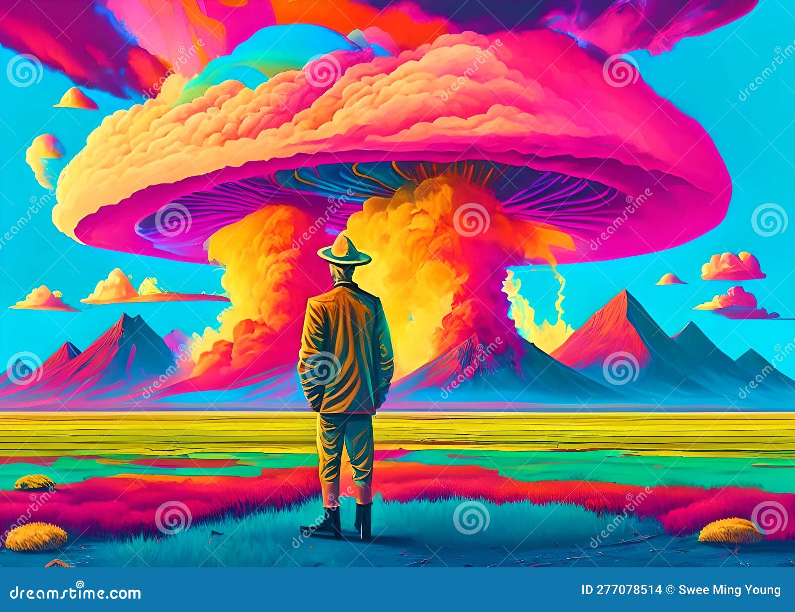 Standing on a Field Watching a Dynamic Colorful Nuclear Cloud Explode ...