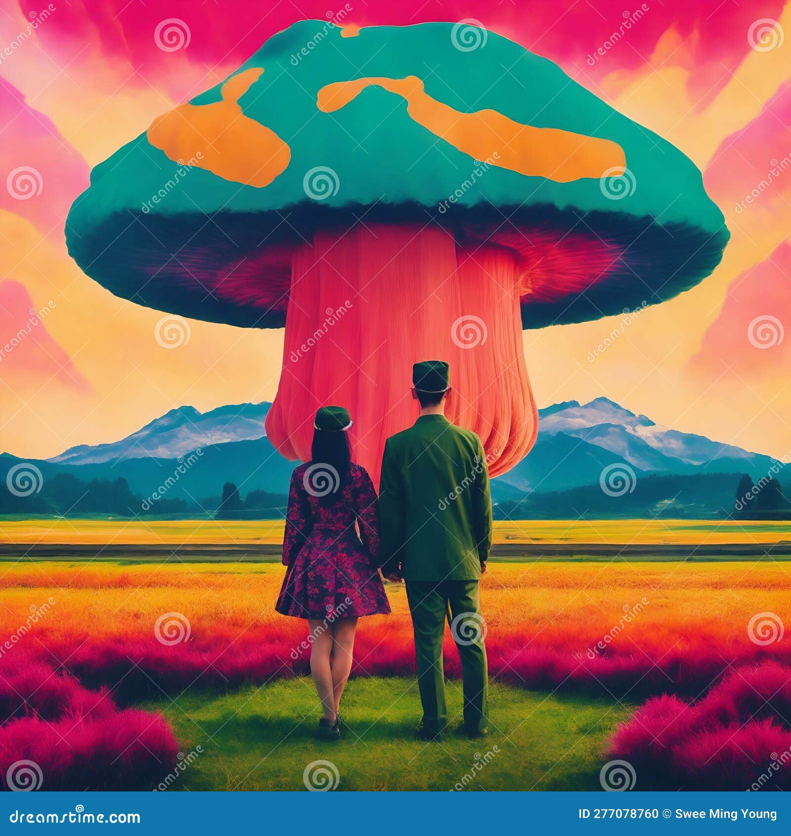 Standing on a Field Watching a Dynamic Colorful Nuclear Cloud Explode ...