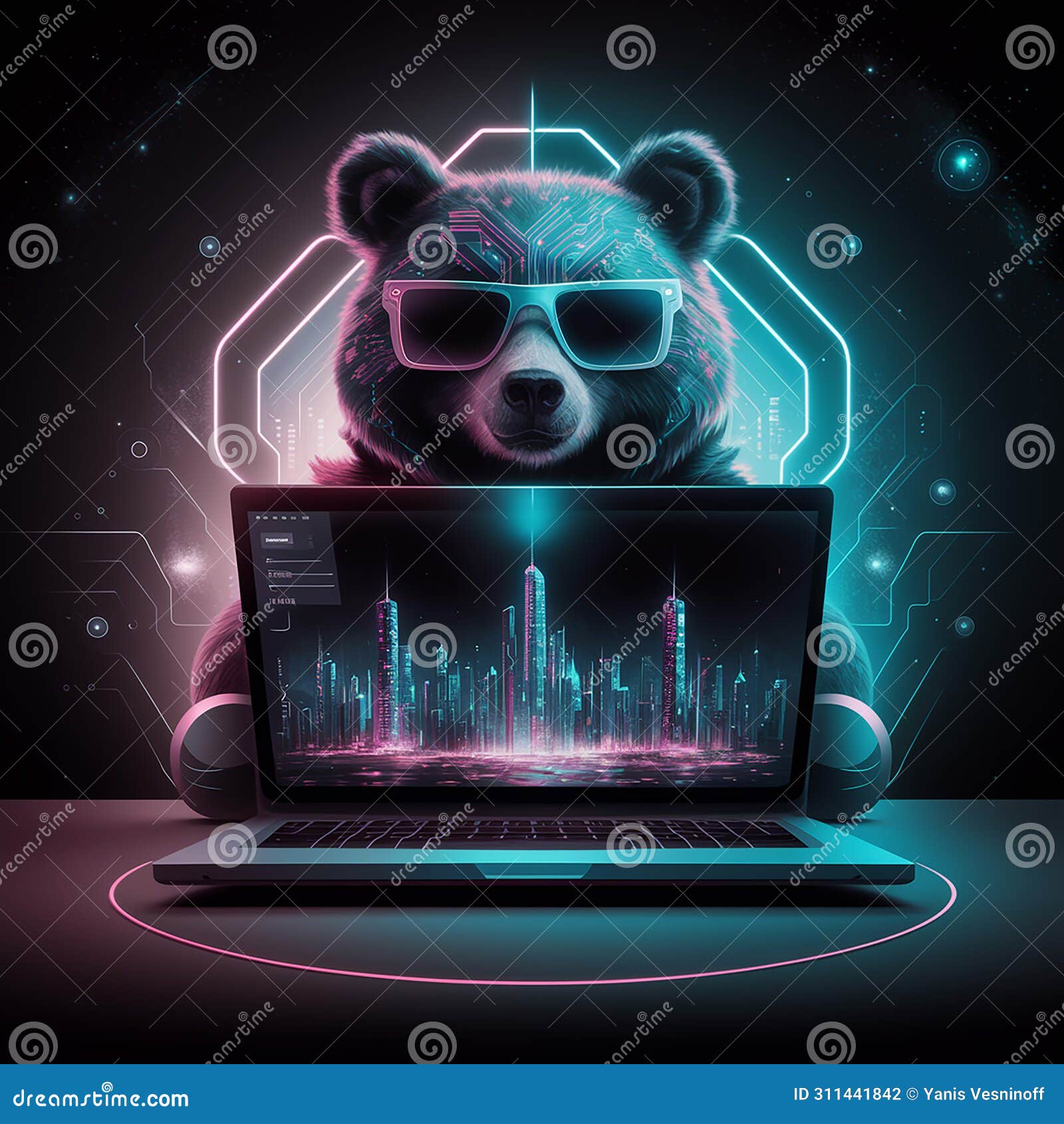 The Cyberbear (AI Generated) Stock Illustration - Illustration of today, information: 311441842