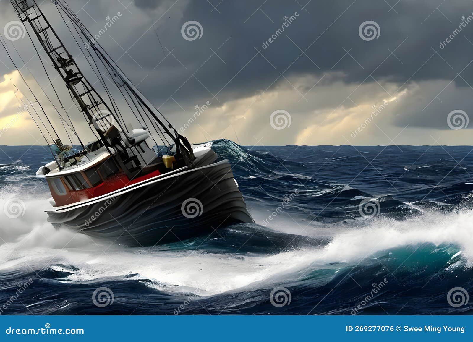 Image of the Boat in the Middle of Dramatic Ocean Storm. Stock ... Image of the Boat in the Middle of Dramatic Ocean Storm. Stock ...