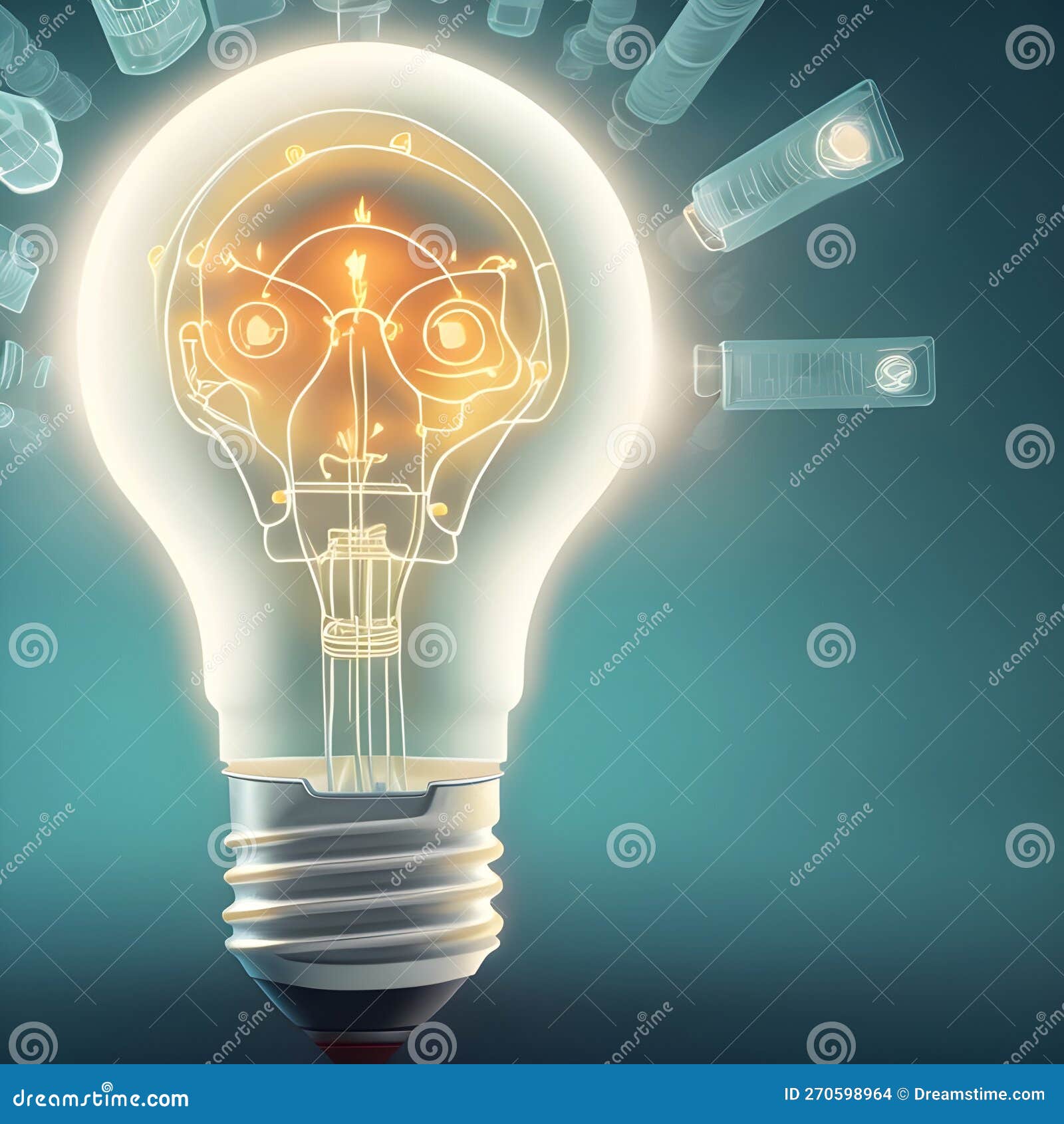Image of the Brilliant Light Bulb Radiates Symbolized the Human Ideas ...